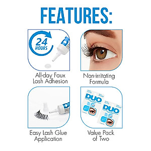 DUO Strip Lash Adhesive White/Clear, for Strip False Eyelash, 0.25 oz, 2-Packs