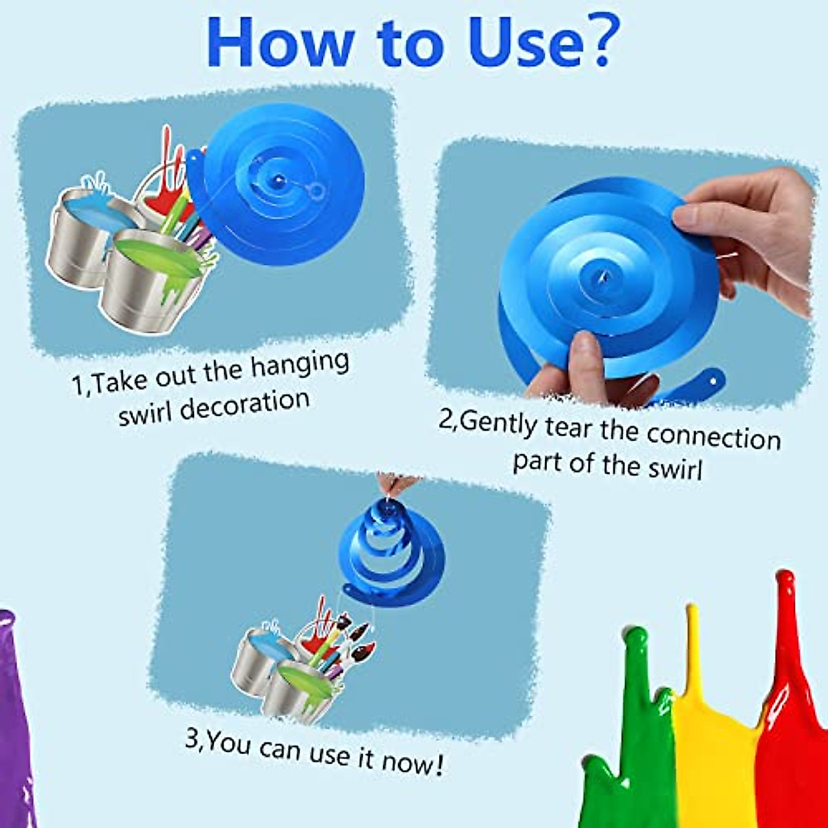 46 Pieces Art Painting Party Decoration, Art Birthday Party Hanging Swirls Ceiling Decor for Kids Girl Boy Painting Birthday Party Graffiti Party Supplies