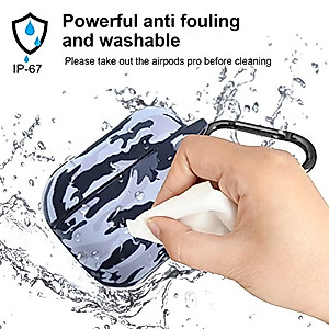 AGAOSH for Airpods Pro Case Cute Cover with Keychain,Full Protective Camo Color Silicone Airpod Case for Women Men Girl, Compatible for Air pods Pro Wireless Charging Case,Front LED Visible camo