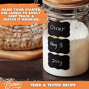 Oscar's Bakery Sourdough Starter Kit & Reusable Bread Bags Bundle- Premium Glass Jar, Digital Recipe, Accessories & Eco-friendly Bread Storage Bags