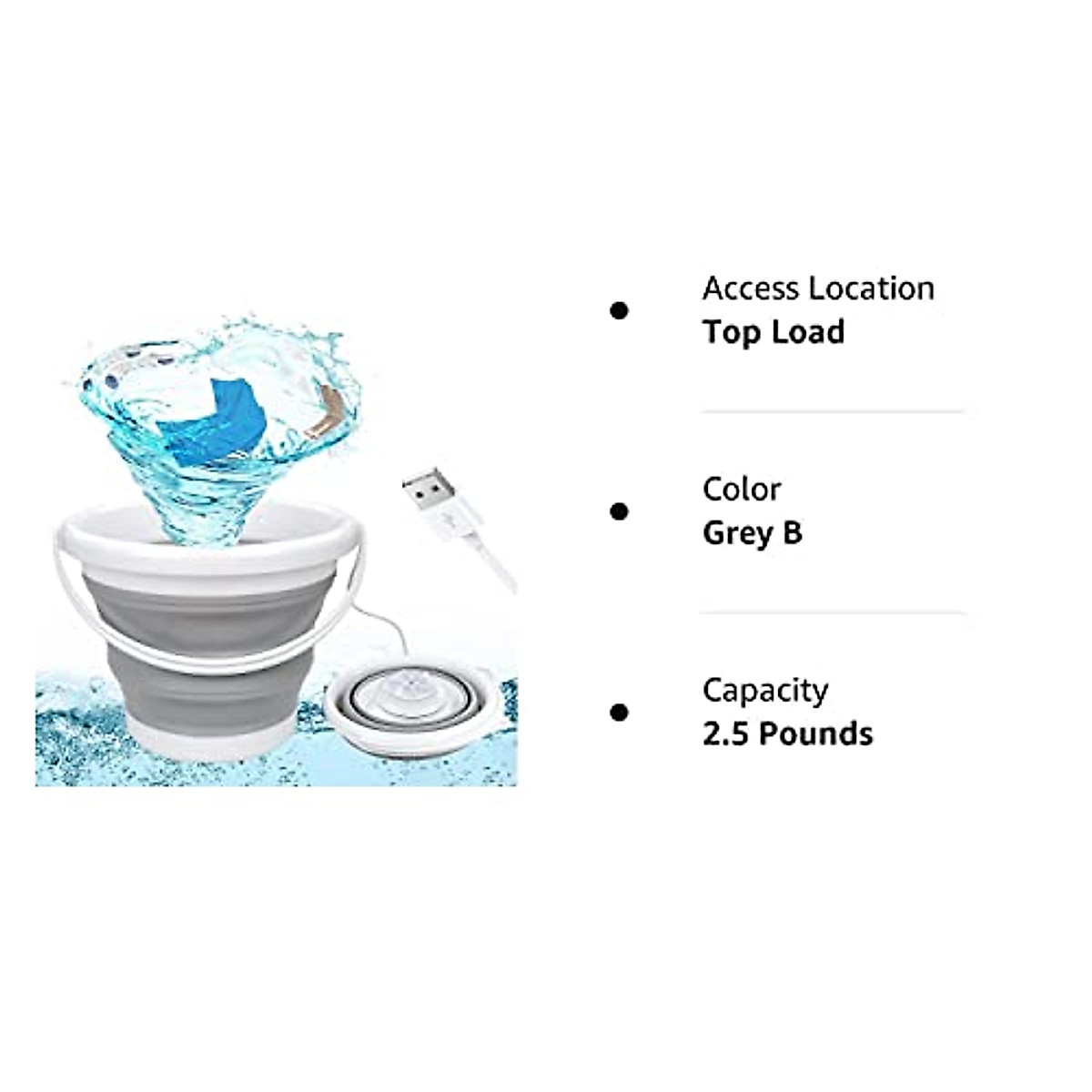 Portable Washing Machine, Mini Washing Machine Ultrasonic Turbine Wash, Mini Portable Washer for Underwear, Sock, Baby Clothes, Travel, Camping, Dorm, RV, Home Foldable Small Portable Laundry Machine