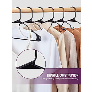 Pretigo 50 Pack Black Plastic Hangers Bulk | 50 100 Pack Available | Clothes Hangers Plastic, Black Hangers Plastic, Lightweight Plastic Hanger as Closet Hangers, Clothing Hangers - Hangers 50 Pack