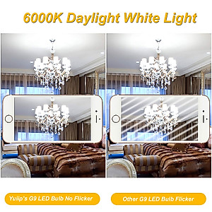 YUIIP G9 LED Light Bulb 7W Dimmable 50W 60W Halogen Bulbs Equivalent Daylight White 6000k AC120V Lamp G9 Bi Pin Base, Non-Flicker, 360°Beam Angle, Pack of 6