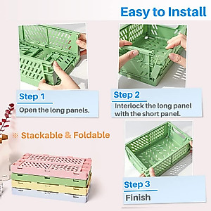 Kalevel Plastic Storage Bins Stacking Storage Containers Large Plastic Storage Baskets With Handles for Organizing Home Office Green