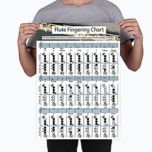 SYCOOVEN Flute Chord Chart, Portable Durable Flute Fingering Chart, White Chord Chart for Flute Fingering Practice, Chord Chart Beginner Student for Teaching or Group Study, Flute Accessories