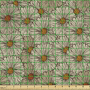 Ambesonne Vintage Fabric by The Yard, Sketch Art Style Gerbera Daisies Abstract Flowers Autumn Garden Flourish, Decorative Fabric for Upholstery and Home Accents, 1 Yard, Marigold Orange