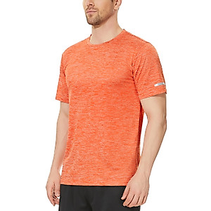 MAGCOMSEN Sports Shirts for Men Dry Fit Crew Neck Quick Dry Cool Lightweight Marathon Tee Hiking Athletic T Shirt Orange L