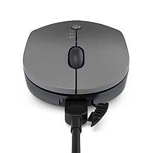 Lenovo Go Multi-Device Wireless Mouse, 2.4GHz Nano USB-C Receiver, Bluetooth, Adjustable DPI, USB-C Rechargeable Battery, Qi Wireless Charging, Ambidextrous, GY51C21211, Grey