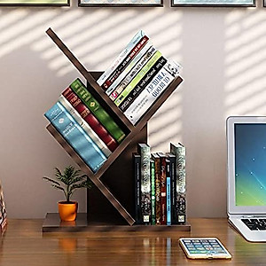 Godferyxin Book Tree Bookshelf, 3-Tier Wood Bookshelf Tree Bookcase for Displaying Books, CDs, Magazines and More at Office, Home or School