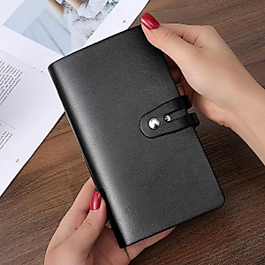 Romozi RFID Credit Card Holder, Leather Business Card Organizer with 96 Card Slots, Credit Card Protector for Managing Your Different Cards and Important Documents to Prevent Loss or Damage (Black)