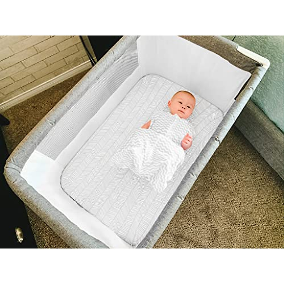 Bassinet Bed Sheets – Premium Bassinet Fitted Sheets 4 Pack – 100% Jersey Knit Cotton Cradle Sheets – Bassinet Bedding for Standard Size Oval or Halo Bassinet Pads – Bassinet Sheet for Boy & Girl