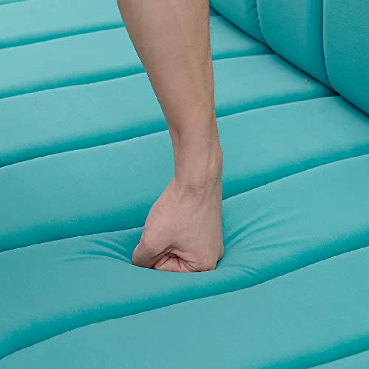 Yoluckea Cashmere Loveseat Chair Modern Loveseat Sofa with Gold-Finished Metal Legs Comfortable Sofa Couch Accent Sofa with 2 Small Pillows for Living Room Bedroom Load 500 Pounds (Blue)