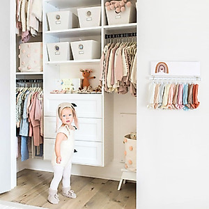 POVETIRE Pacifier Clip Holder Baby Bibs Organizer, Neutral Baby Bandana Drool Bibs Holder - Baby Burp Cloths Organizer Storage Hanging Wall Decor for Nursery Newborn Infant Girls and Boys Room