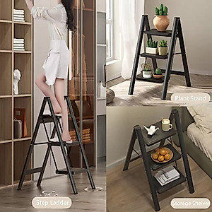 3 Step Ladder,Folding Step Stool with Wide Anti-Slip Pedal,330lbs Load Capacity,Lightweight and Portable for Kitchen Space Saving