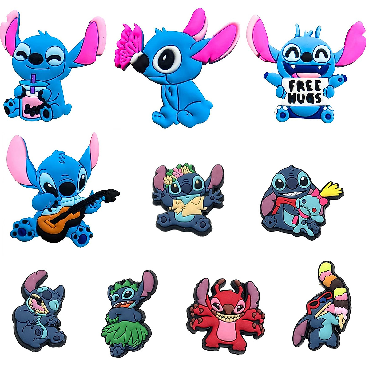 QUOEULT 10PCS Shoe Charms for Clog Sandals, PVC Cartoon Shoes Decoration Accessories for Boys Girls Teens Kids Party Favor Birthday Gifts