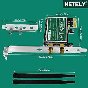 NETELY Wireless N Dual Band 600Mbps 2-Stream PCIE WiFi Adapter for Desktop PCs, PCIE WiFi Card, 2.4GHz 300Mbps and 5GHz 300Mbps, Qualcomm Atheros Wireless Network Adapter(NET-N600)