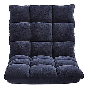 Amazon Basics Adjustable 14-Position 41-inch Memory Foam Floor Chair - Navy, 41.3"D x 21.3"W x 6"H