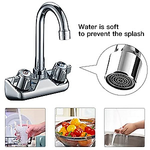 Evolvegoods Commercial Kitchen Faucet Wall Mount Kitchen Sink Faucet Utility Laundry Centerset Swivel High-Arc Spout 2 Handle Restaurant Chrome Mixer Tap NSF