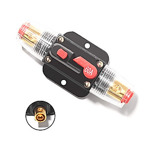 Beneges 2 Pcs Car Audio Inline 60A Amps Circuit Breaker, 12-24V DC Overload Protection Fuse with Manual Reset, for Car Audio Marine Boat Stereo Switch Inverter Replace Fuses
