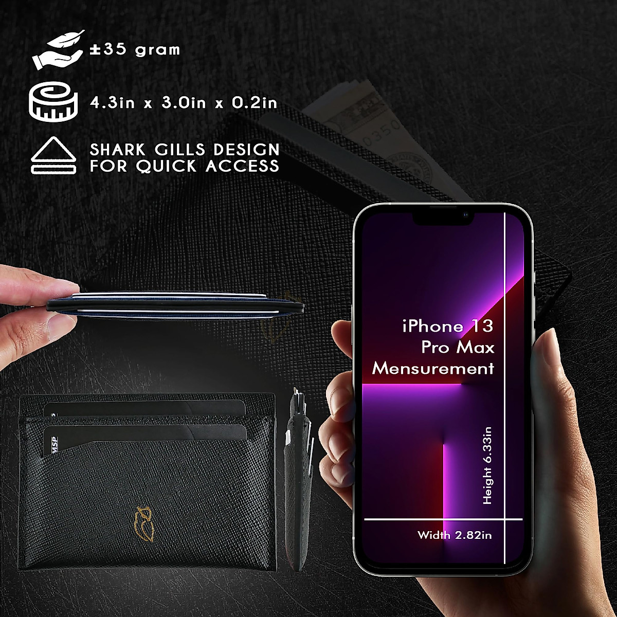 TMSP RFID Wallet for Men - Real Saffiano Leather Business Card Holder Wallet for Men - RFID Blocking Wallet - Credit Card Holder for Men - Minimalist Wallet for Men - Leather Card Holder