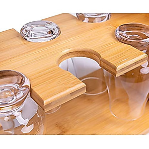 JILLMO Whiskey Glass Holder Rack, Bamboo Caddy Compatible with Glencairn Whisky Glasses, Crystal Whiskey Glasses, Bourbon Glasses