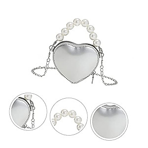 TENDYCOCO 5pcs Bag Fashion Heart-shaped Body Gifts Pearl Heart Valentines Wrist Shoulder Silver for Cross Women Clutch Chic Mini Chain Handle Crossbody Day Tote Girl Shaped Evening Purse