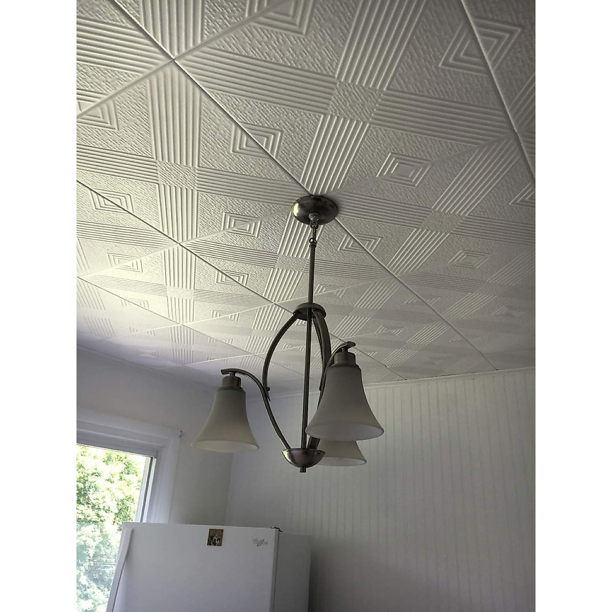 A la Maison Ceilings R34 Pyramid Illusion Foam Glue-up Ceiling Tile (256 sq. ft./Case), Pack of 96, Plain White