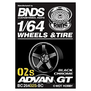 BNDS 1/64 Scale ABS Wheels Rubber Tires with Axles Plastict Material (4pcs/1 Kit) Modified Detail Up Parts for 1:64 Diecast Model Cars (BC26402S, Black Chrome)