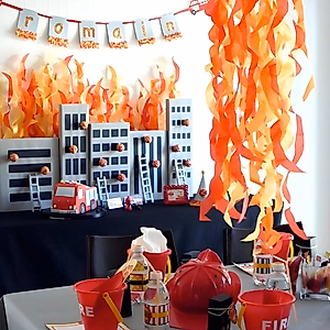 First Responders Fireman Paper Hanging Decorations – Life-Like Paper Flame Hanging Swirls - 24" (20 PC), Fake Fire Decorations, Orange Party Decorations for Pentecost Events & Boys Birthday Parties