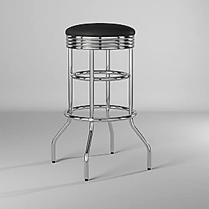 Trinity Chrome Swivel Barstool, 29-Inch, Black
