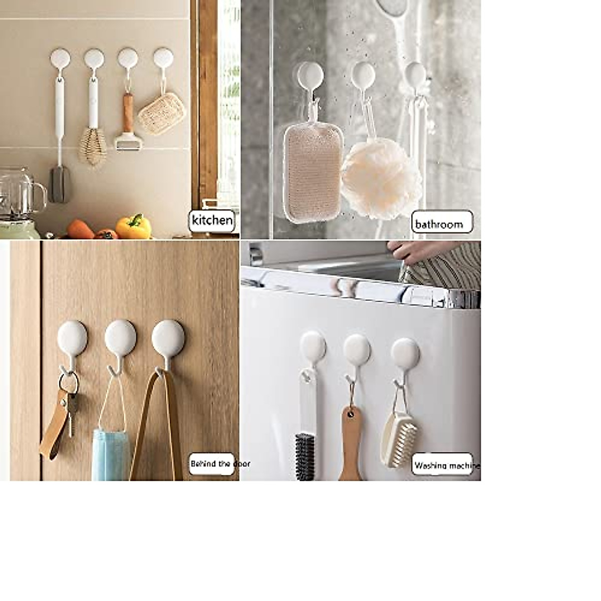 JULAHE Adhesive Wall Hooks for Hanging Towel Coat Hat Key Stylish Pebble Shape Utility Hook for Kitchen Bathroom No Drill Stick on Smooth Surface Ornament Hooks 4 Pack White