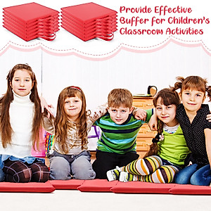 Suzile 12 Pcs 12'' Floor Cushions for Classroom Flexible Floor Seating with Handles Classroom Carpet Cushions for Kids Toddlers Daycare Preschool Furniture(Red,Square)