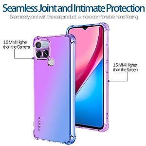 KOARWVC Case for Infinix Hot 10i Case, Smart 5 Pro PR652B X658E Case, Crystal Clear Case Gradient Slim Anti Scratch TPU Shockproof Protective Phone Cases Cover for Infinix Hot 10i (Purple/Blue)