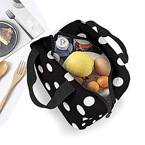 Kslai White and Black Polka Dot Lunch Bag Tote Bag Lunch Bag for Women Lunch Box Insulated Lunch Container