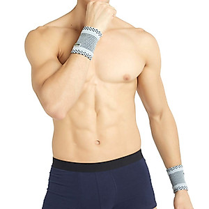 NeoTech Care Wrist Band - Light, Elastic, Men, Women, Right or Left - Grey Color (Size M, 1 Pair)