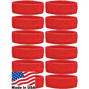 Unique Sports Team Headbands (Pack of 12), Red