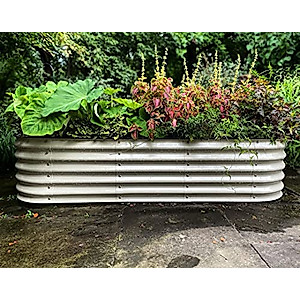 Vego Garden Raised Garden Bed Kits, 17" Tall 6 in 1 Modular Metal Raised Planter Bed for Vegetables Flowers Patio Ground Planter Box-Pearl White