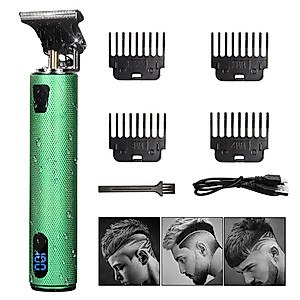 Botten Hair Clipper for Men T-Blade Outlining Trimmer Close Cutting Type-C USB Rechargeable Cordless LED Display Hair Cut Grooming Kit for Barbers Family use Green