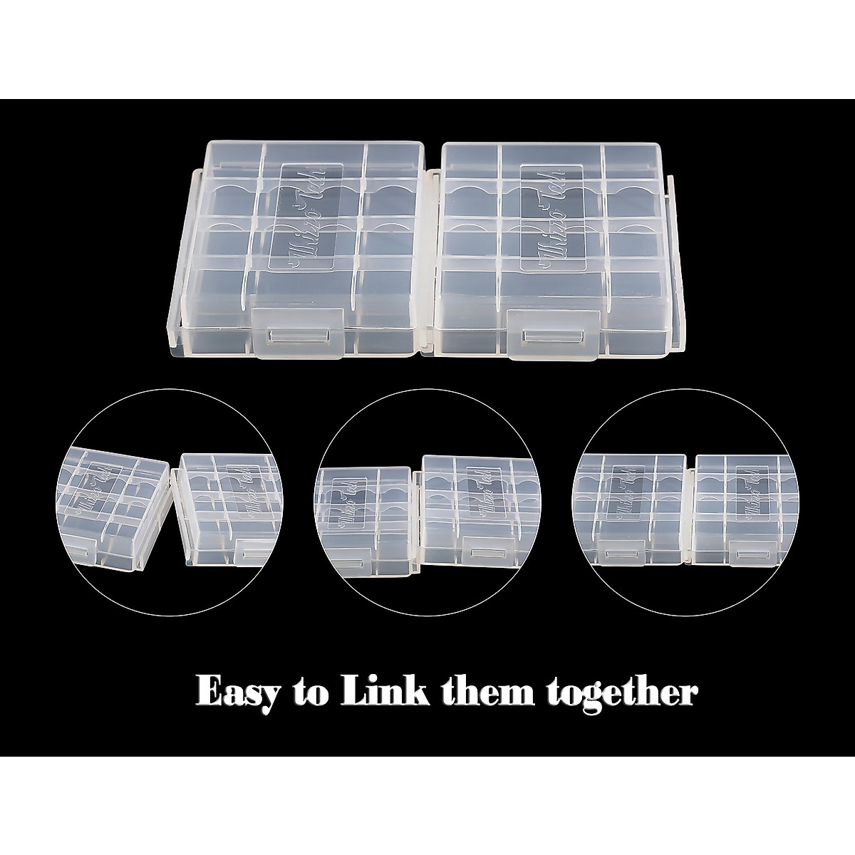 Whizzotech AA/AAA Cell Battery Storage Case/Holder with Charge Reminder Markings Clear Color (6 Pack)