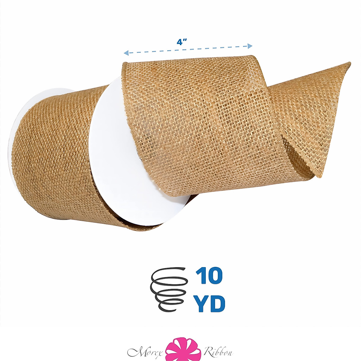 Morex Ribbon Burlap Wired Ribbon, 4" x 10 Yd, Natural (Pack of 2)