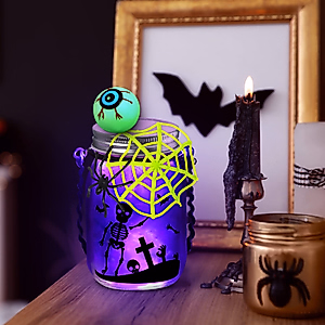 Halloween Crafts Activities For Kids Ages 4-12 ,3 pcs Glass Mason Jar for School Halloween Art Activities,Classroom Prizes,Halloween Craft Supplies,DIY Lantern Jar for Gifts Halloween Party Favors