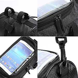 Bike Handlebar Bag, Waterproof Bicycle Front Storage Bag, Bike Phone Holder Accessories, Transparent Pouch Touch Screen with Removable Shoulder Strap for Dirt Bikes, Road Bikes, Mountain Bikes