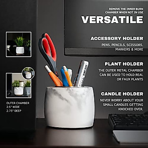 Project52 White Marble Tabletop Fire Pit Bowl - Indoor Outdoor Fire Pit Table Top - Indoor Fire Pit Bowl - Indoor S'Mores Maker - Mini Fire Pit for Table - Mini Smores Fire Pit