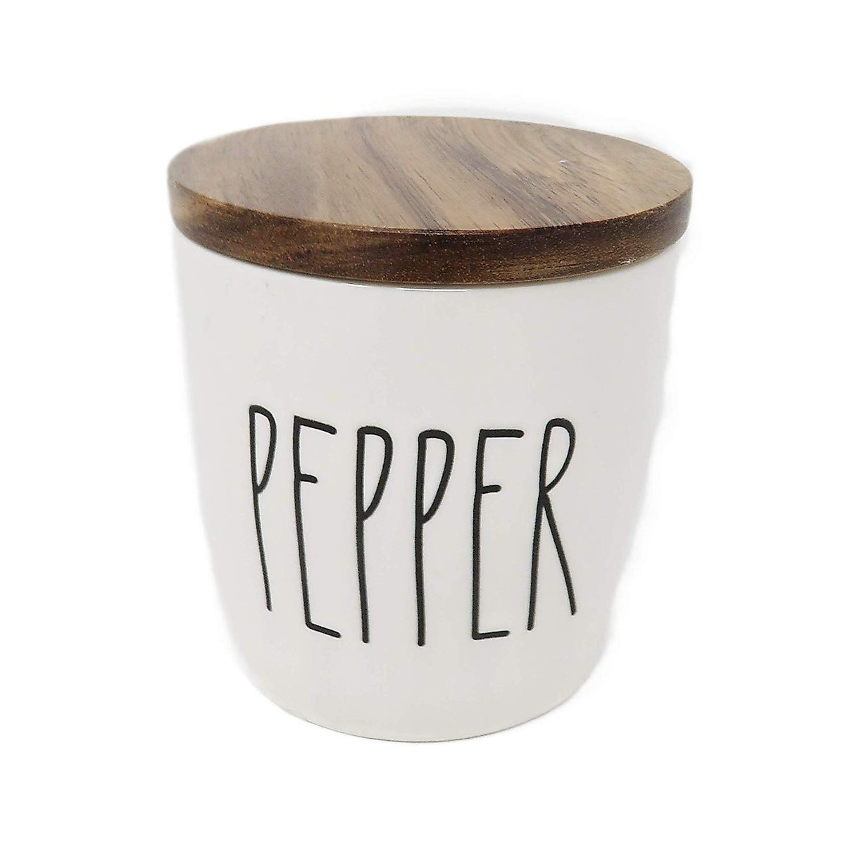 Rae Dunn SALT & PEPPER Cellars with Wood Lids - Ceramic with Large Lettering