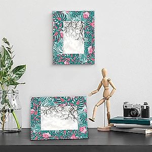 Gublec 4x6 Frame for Wall Decor Palm Leaves Red Wood Photo Frame with High-Clarity Plexiglas Picture Frames for Farmhouse Living Room Office Desk