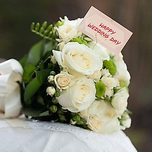 MIDELONG Metal Floral Place Card Holder, Gold Round and Heart Shape Floral Picks Flower Picks Clip Picture Holders Photo Memo Holder Pick Gift Card Holder for Wedding Party Birthday, Pack of 40