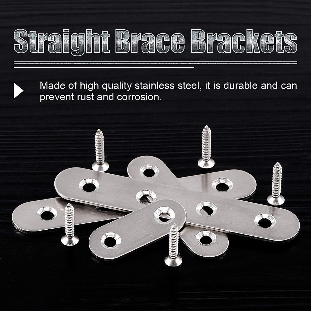 Glarks 35-Pieces 1.6 inch/ 2.4 inch/ 4 inch Stainless Steel Flat Straight Brace Brackets Mending Joining Plates Repair Fixing Bracket Connector and 80pcs Screws Set, Total 115pcs, Silver