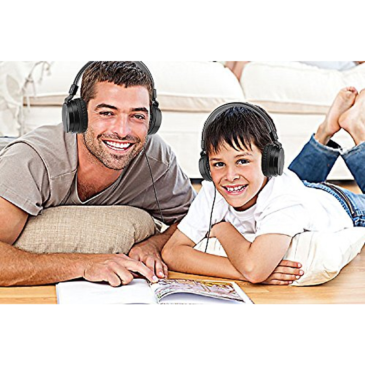 MONODEAL Active Noise Cancelling Headphones with Microphone/Controller, Lightweight Wired Earphones On Ear, Deep Bass Foldable Travel Headset with Carrying Case, 20 Hours Playtime - Black …