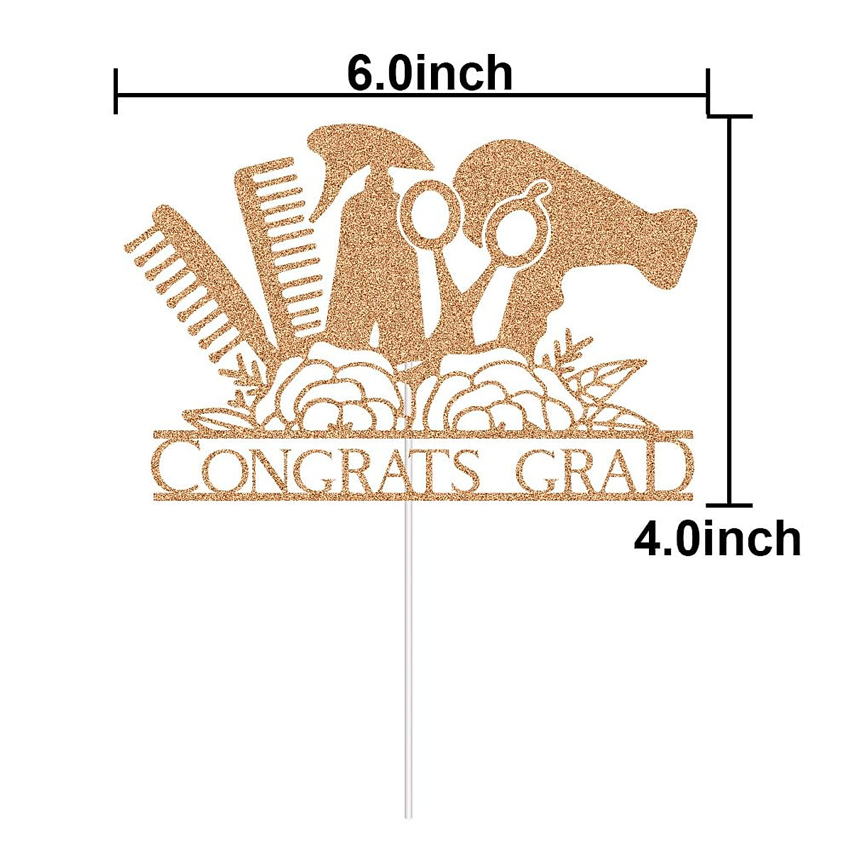 Glitter Barber Congrats Grad Cake Topper, Hairdresser Graduation Party Decorations, Barber School Graduate Cake Decor, Congrats Hairstylist Cake Toppers, Rose Gold