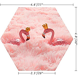 EVOIONOS Pink Hexagon Rug for Princess Tent , Fluffy Area Rug for Kids Room , 4.6X4 FT , for Girls Tent , Furry Soft Nursery Rug , Fuzzy Plush Carpet for Teen Girls Bedroom